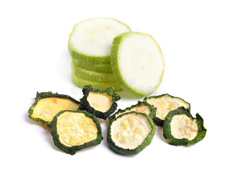 Dried Zucchini Slices Isolated on White Background Stock Photo - Image ...