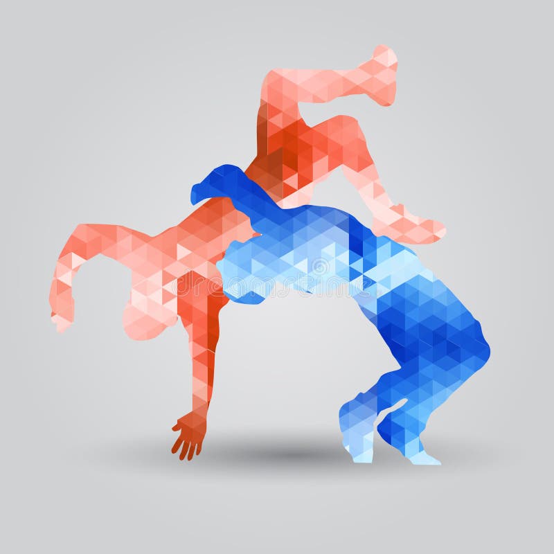 Driehoekige Silhouet Van Grieks-Romeinse Worstelen Vector Illustratie ...