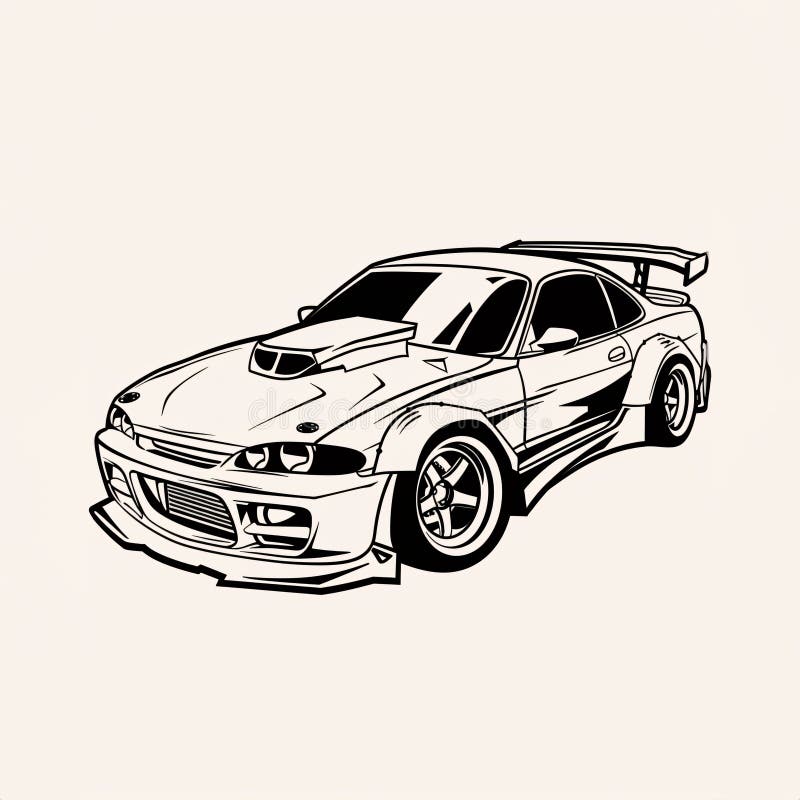 Drift Car - a Car with a Wing Stock Illustration - Illustration of ...