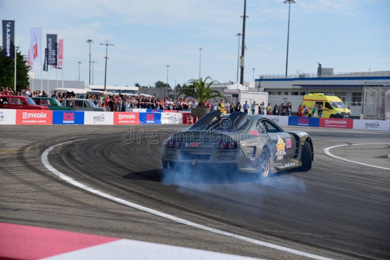 Sport Car Drift in Front of the Audience. Editorial Photography - Image ...