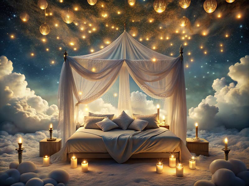 Celestial Slumber a Serene Retreat of White Flowing Sheets Soft ...