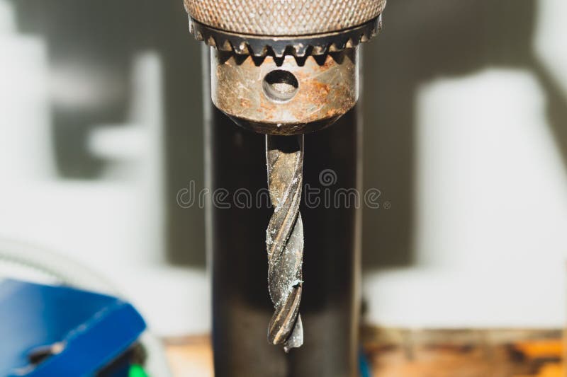 Drill Bit of a Drilling Machine Close Up. Working Tool Stock Photo ...