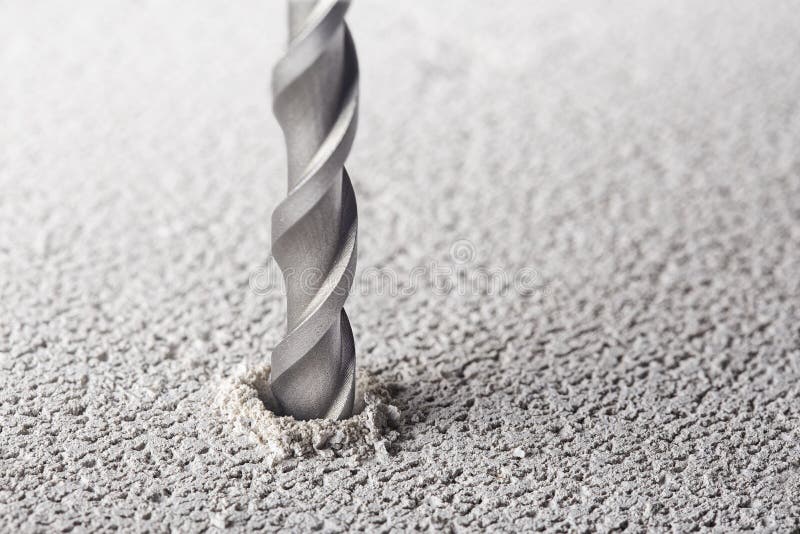 Drill Bit Make Holes in Concrete Wall with Industrial Drill. Building ...