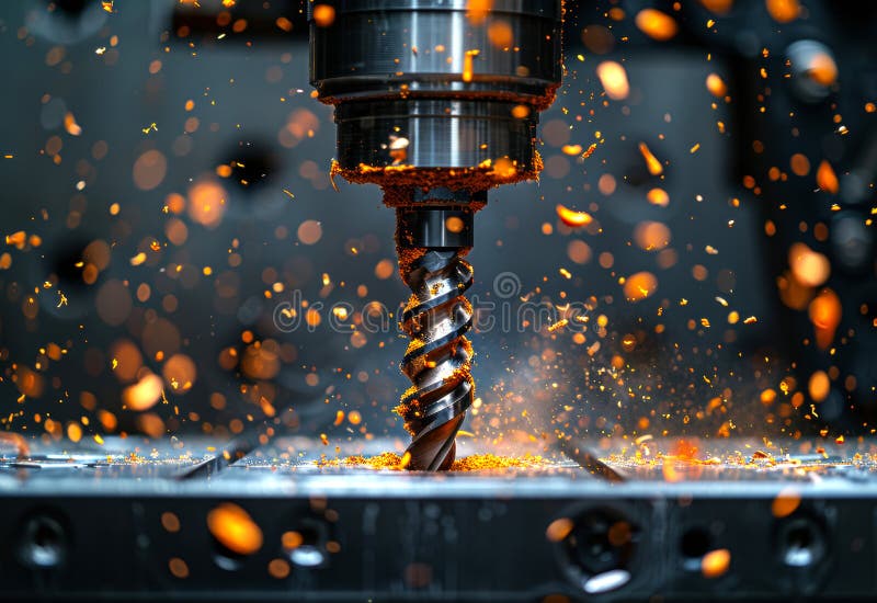 A Drill Bit is Spinning and Creating Sparks Stock Photo - Image of ...