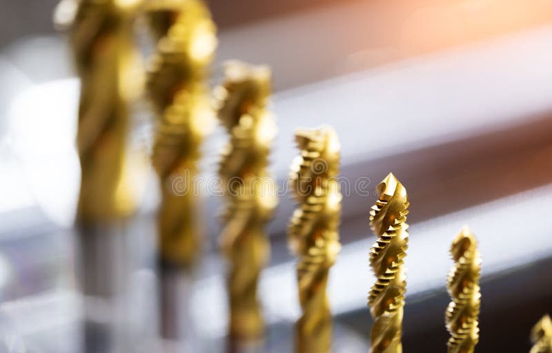 Drill Bits of Different Sizes, Close-up Stock Image - Image of ...