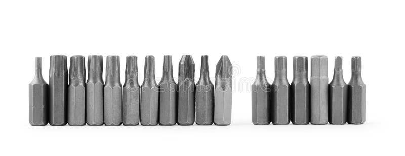 Drill Bits of Different Sizes Isolated Over White Background Stock ...