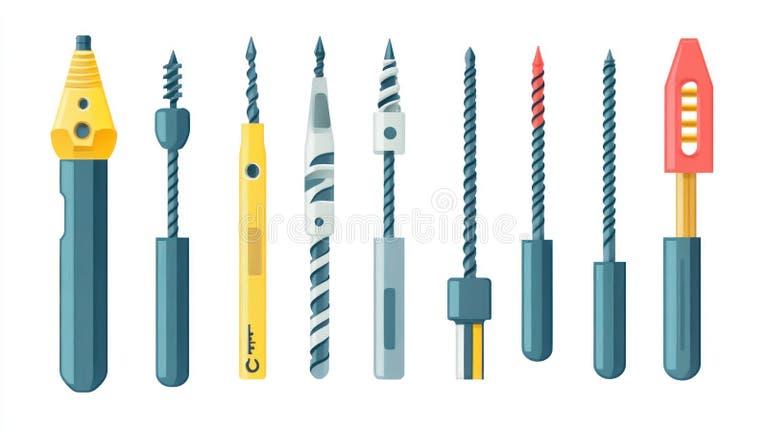 Drill Bits Illustration, a Collection of Diverse Drill Bits for Various Applications Stock ...