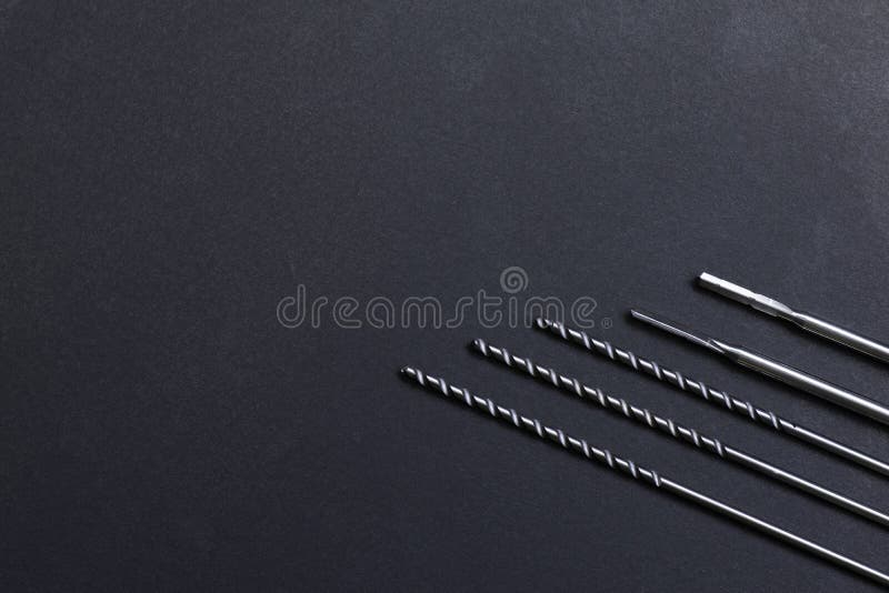 Drill Bits Small and Reamer. Cutting Tools. Spiral Right Hand. Isolated ...