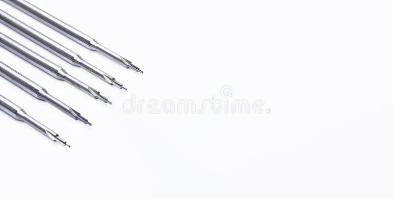 Drill Bits Small. Cutting Tools Concept. Material Carbide. on White ...