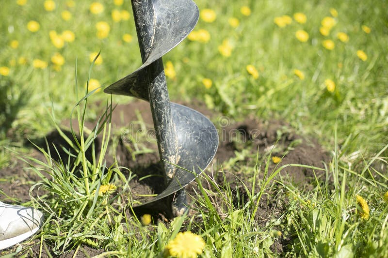 Drill for Digging Up Earth. Planting Tool Stock Photo - Image of soil ...