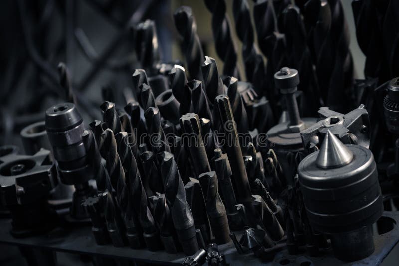 Drill and Drill Bits Close-up. Stock Image - Image of metallic, machine ...