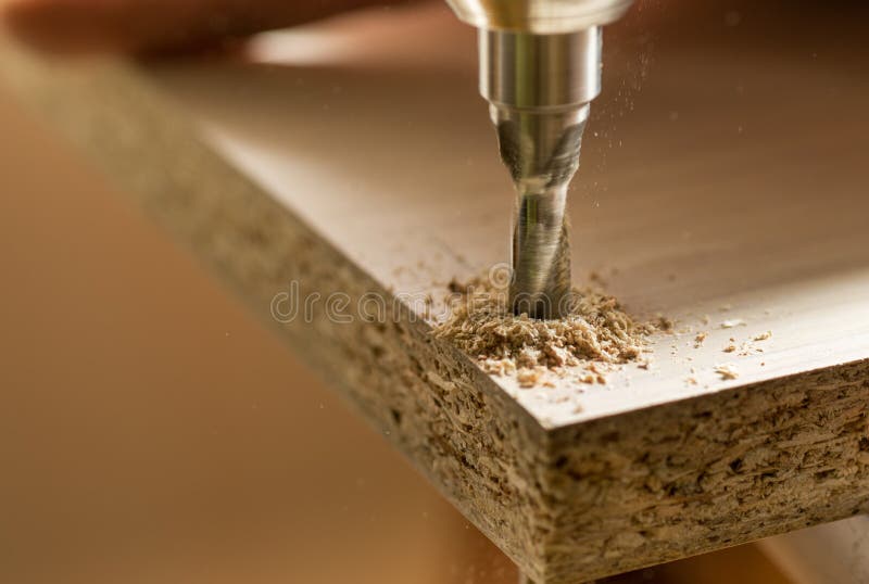 Drill Drill Holes in the Board. Stock Photo - Image of groove, builder ...