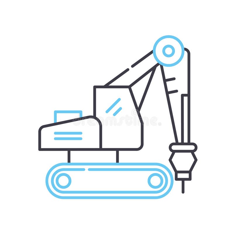 Drill Excavator Line Icon, Outline Symbol, Vector Illustration, Concept ...