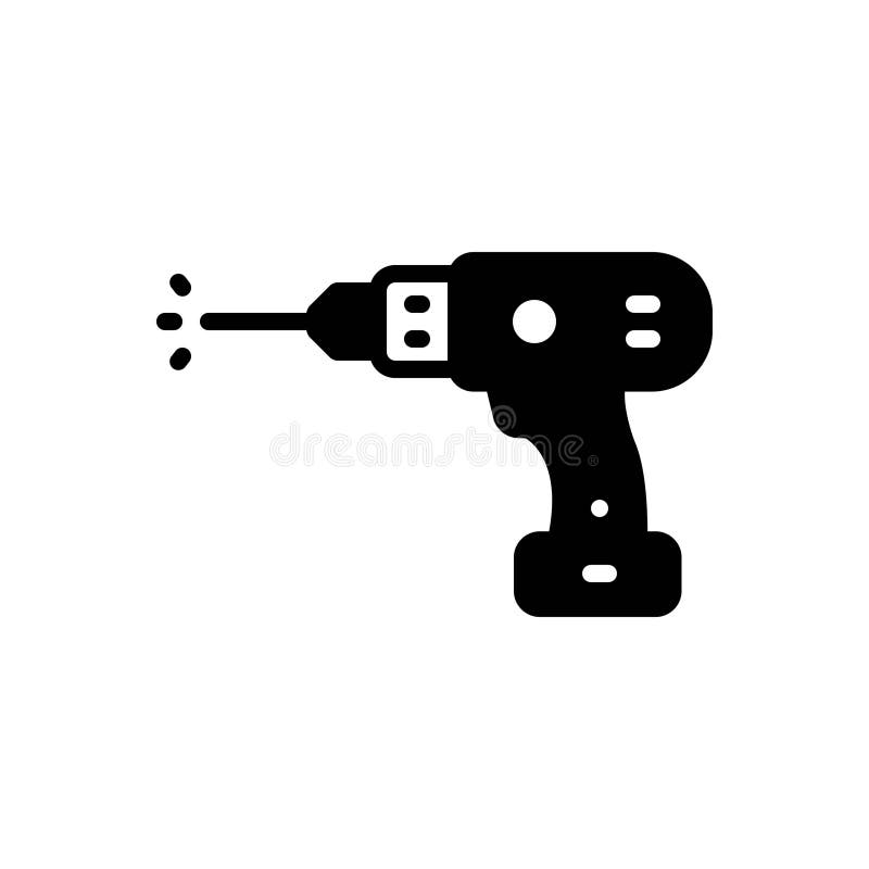 Black Solid Icon for Drill, Cordless and Electric Stock Vector ...