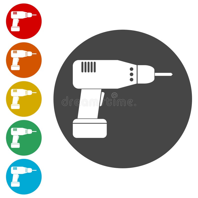 Drill Icon, Electric Drill Flat Icon Stock Illustration - Illustration ...