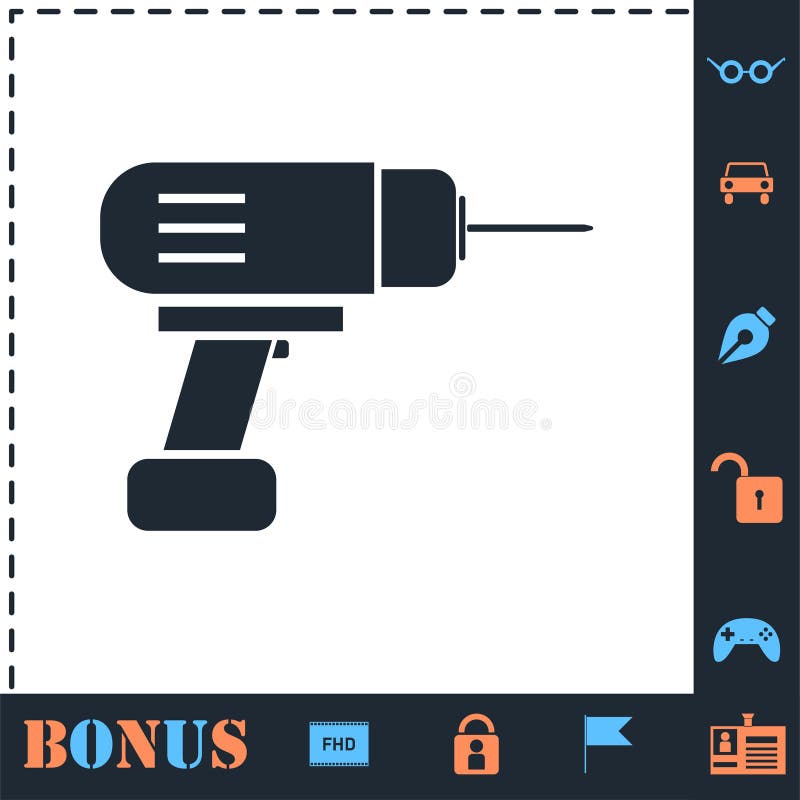 Drill icon flat stock vector. Illustration of device - 145211621
