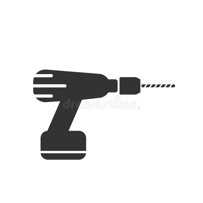 Drill Icon in Flat Style. Vector Sign Stock Vector - Illustration of ...