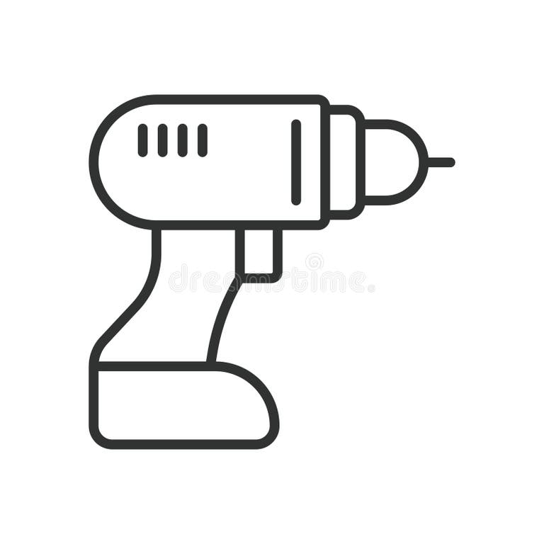 Drill, Icon in Line Design. Drill, Tool, Power Tool, Drilling, Electric ...