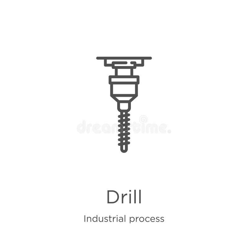 Drill Process Line Icon, Concept Sign, Outline Vector Illustration ...