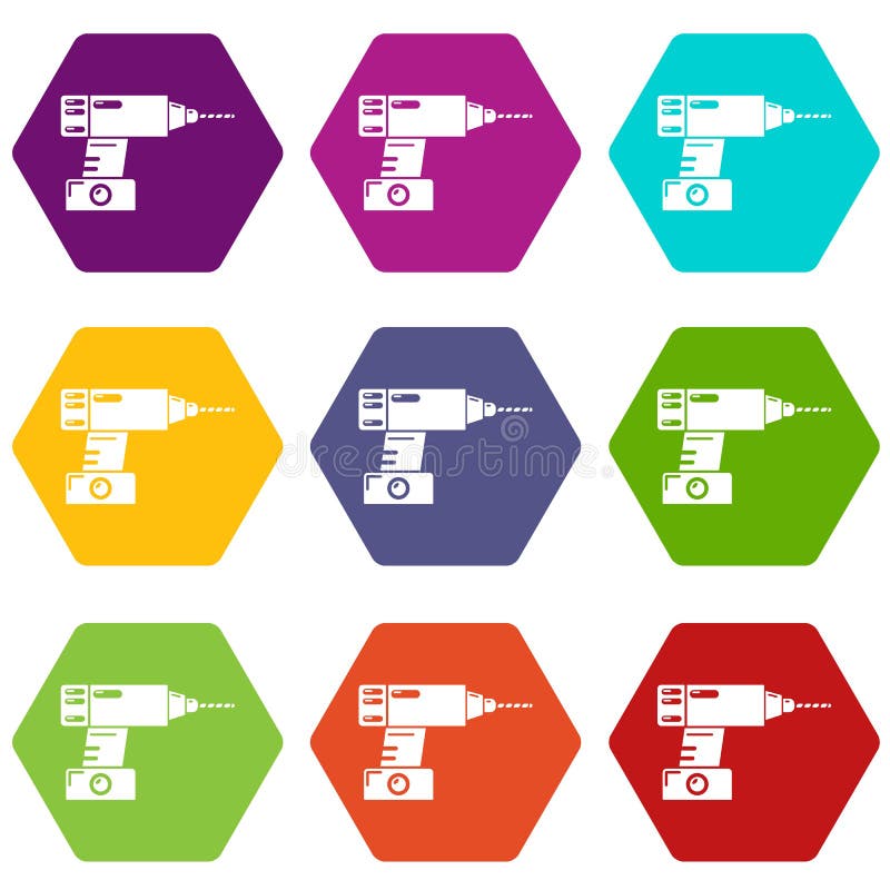Drill icons set 9 vector stock vector. Illustration of drill - 122096840