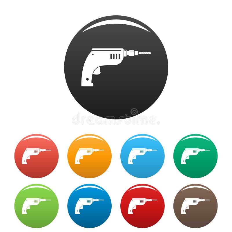 Drill icons set color stock vector. Illustration of instrument - 130414911