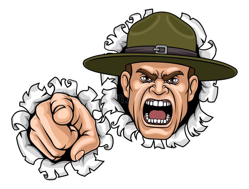 Drill Instructor Sergeant Bootcamp Baseball Mascot Stock Vector ...