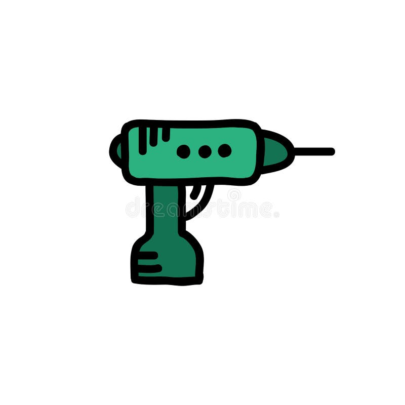 Drill kit doodle icon stock illustration. Illustration of carpenter ...