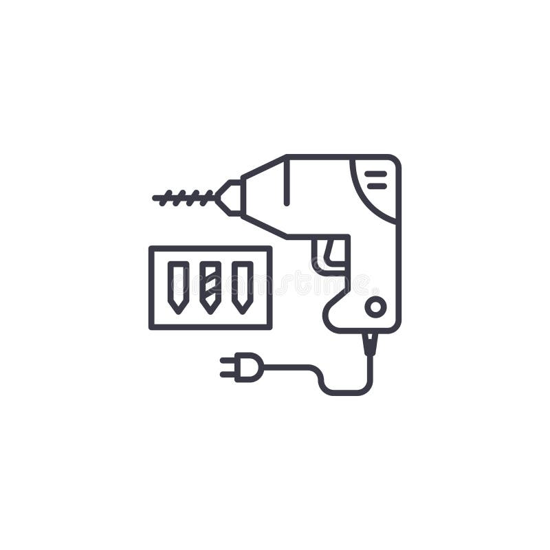 Drill Linear Icon Concept. Drill Line Vector Sign, Symbol, Illustration ...