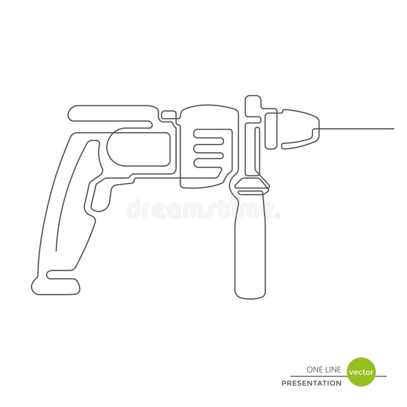Drill .Locksmith Tool for Work.One Line Drawing.Vector Illustration ...