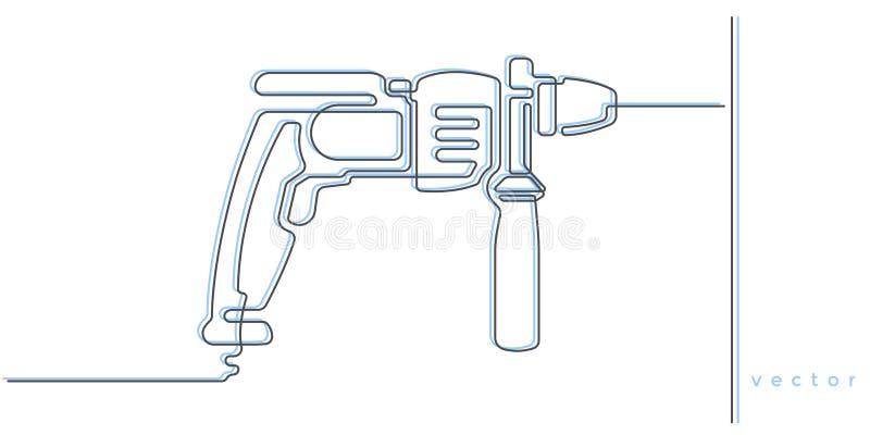 Drill .Locksmith Tool for Work.One Line Drawing..Vector Illustration ...