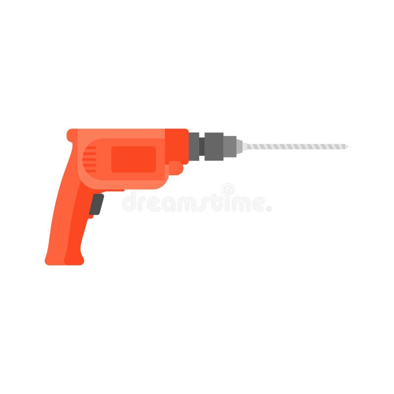 Drill Machine Flat Design Vector Illustration Isolated on White ...