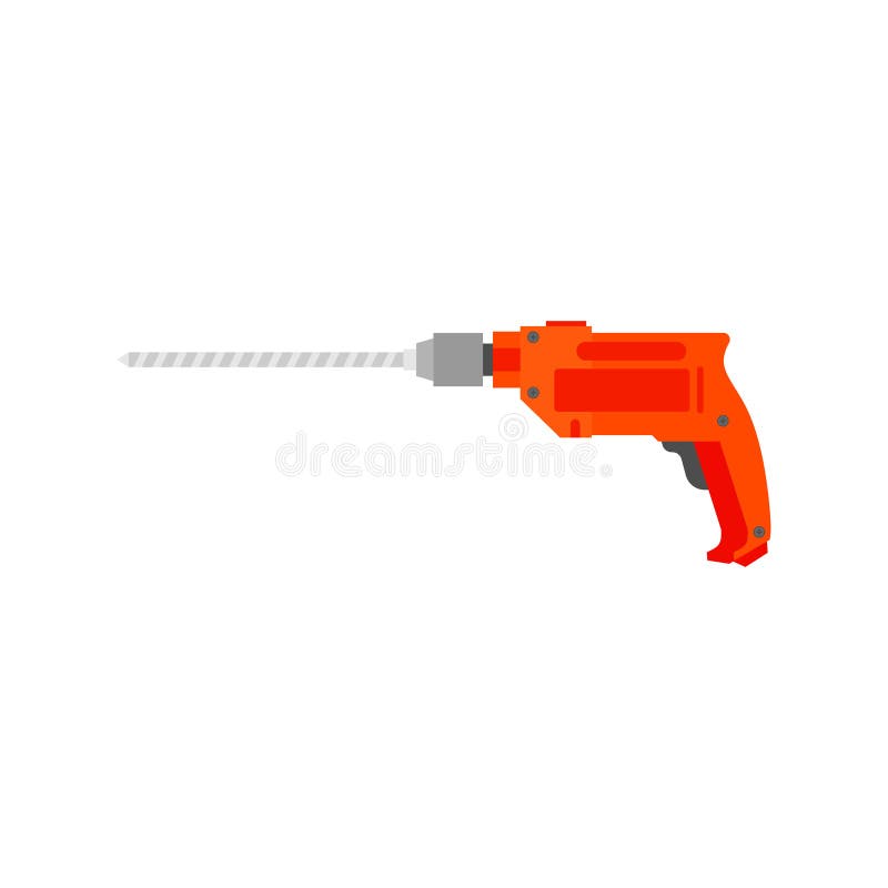 Drill Machine Flat Design Vector Illustration Isolated on White ...