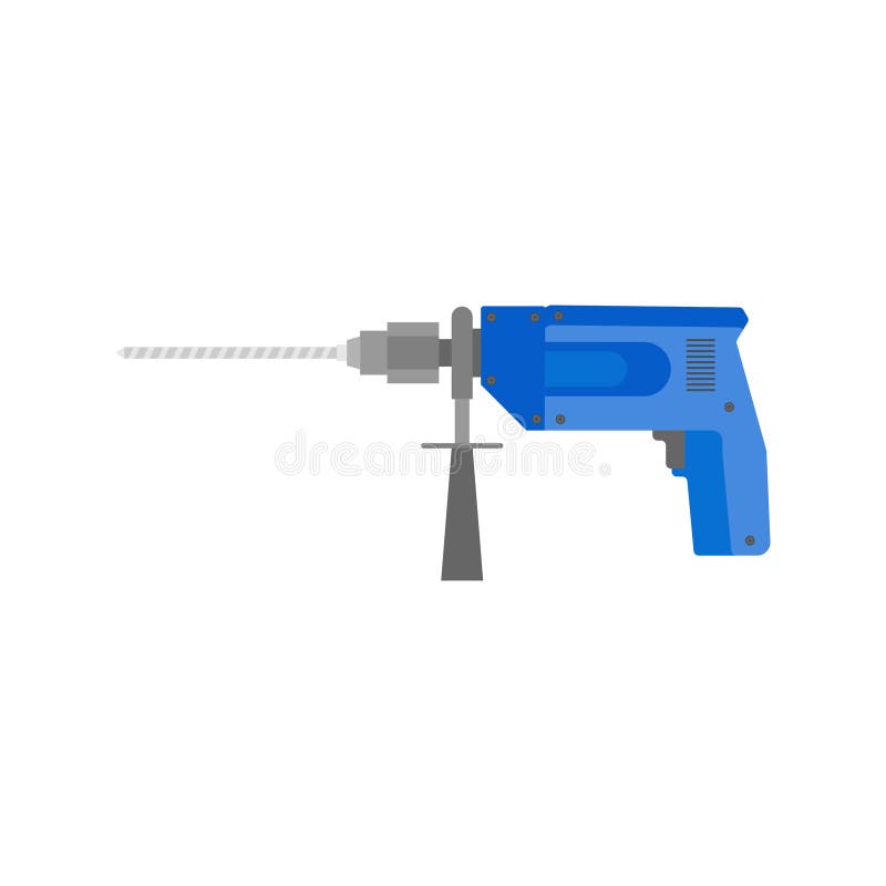 Drill Machine Flat Design Vector Illustration Isolated on White ...