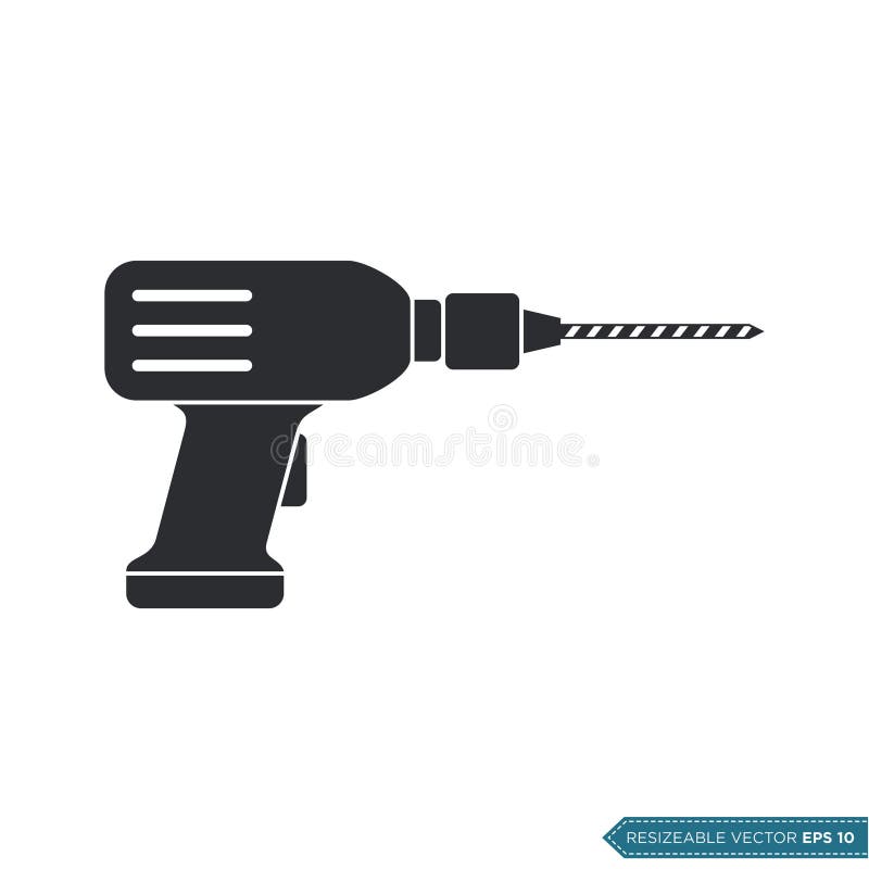 Black Color Drill Machine Icon Vector Template Illustration Design ...