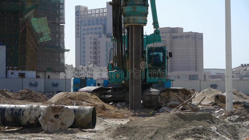 Drill Machinery Drilling in Land,Construction Site. Stock Video - Video ...