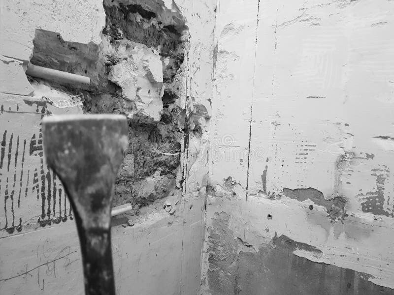 Drill from the Perforator, Chisel and Gates in the Brick Wall and ...