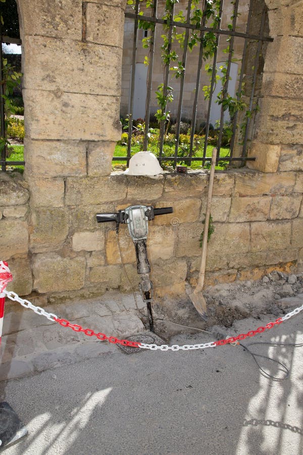 Drill for Repairing Street during Roadworks Stock Photo - Image of ...