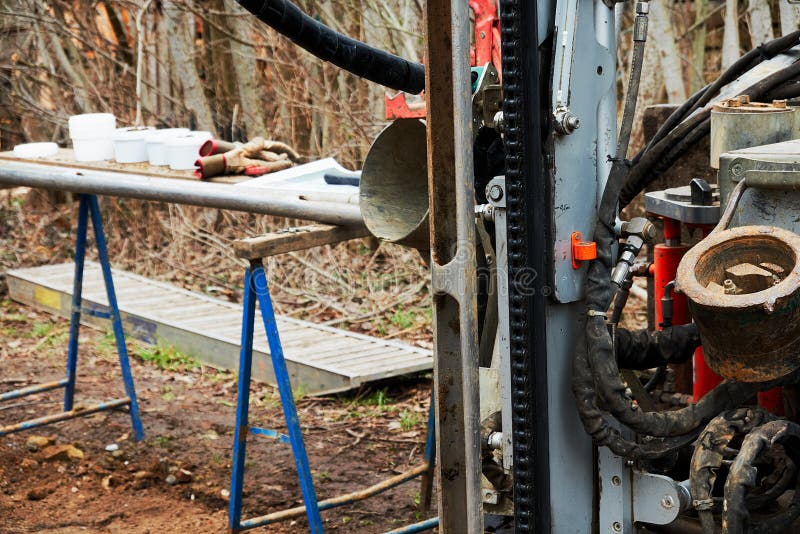 Drill Rig and Soil Probe for Taking Soil Samples in Front of a Field ...