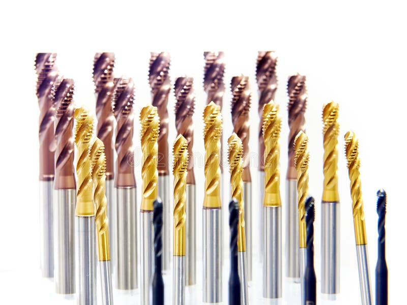 Taps for Internal Threading Isolated White Stock Image - Image of brass ...