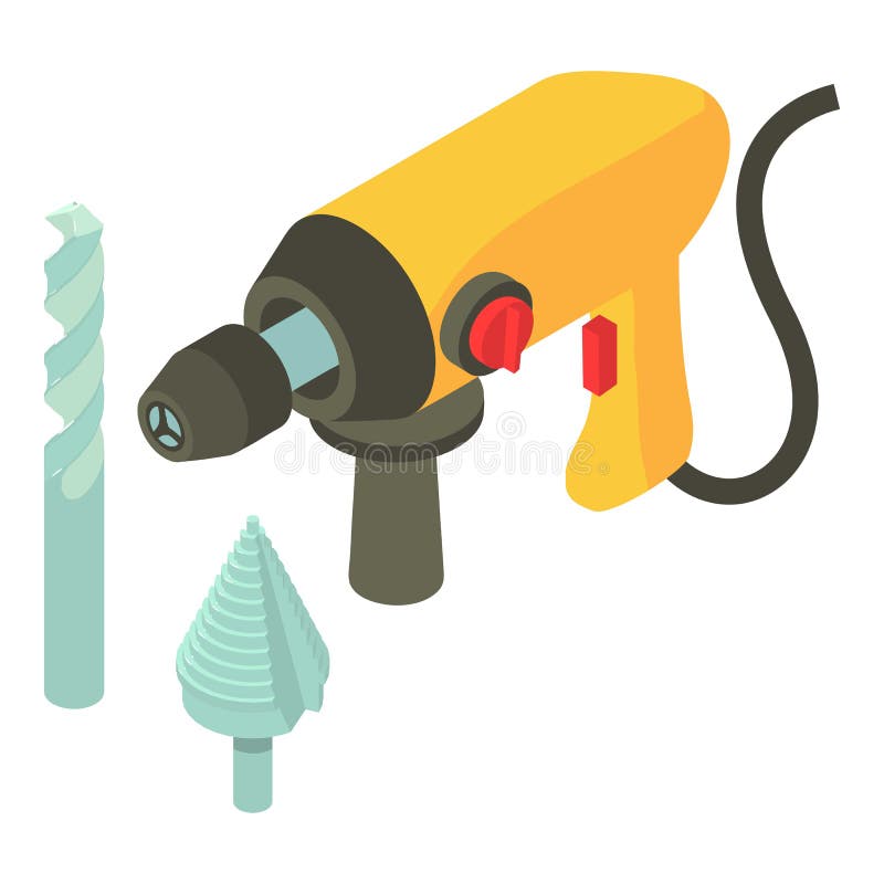 Drill Tool Icon Isometric Vector. Electric Drill Metal Drill Bit Step ...