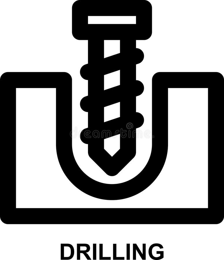 Machining Drill Symbol CNC Machine Service, Icon With Drill And Gear