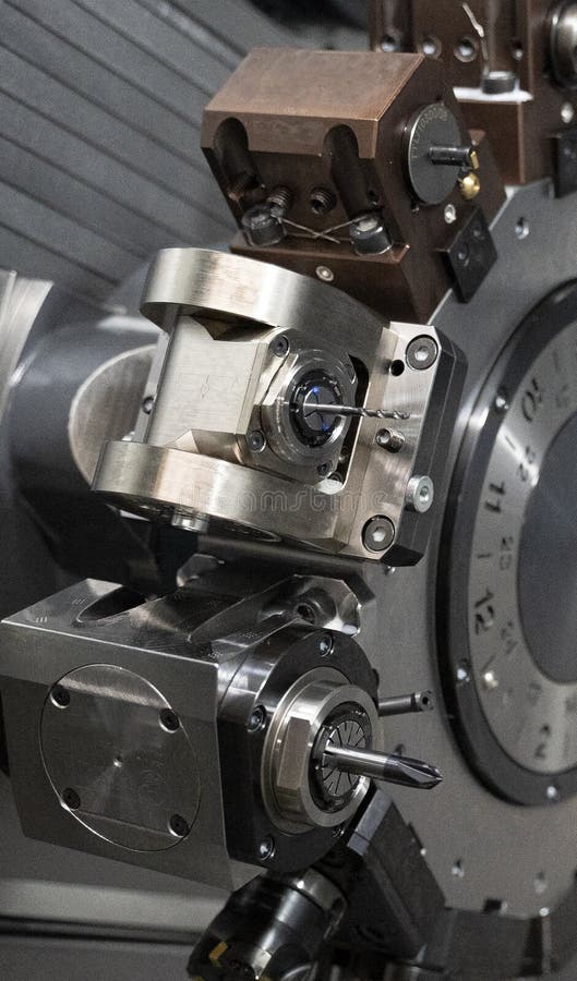 Drilling Driven Tool in a CNC Lathe Stock Image - Image of machinery ...