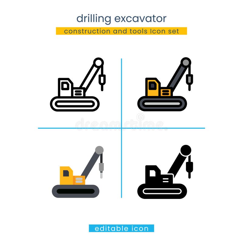 Drilling Excavator icon stock vector. Illustration of industry - 330363138