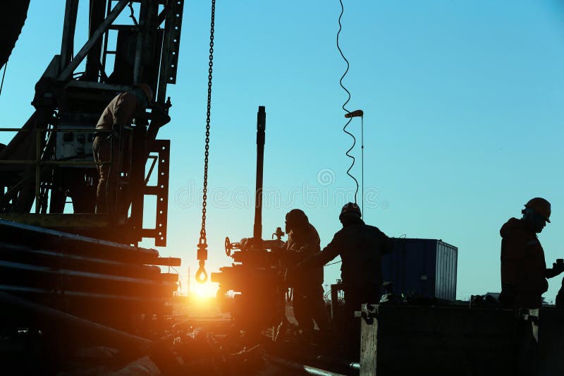 Drilling Exploration, the Oil Workers are Working Stock Photo - Image ...