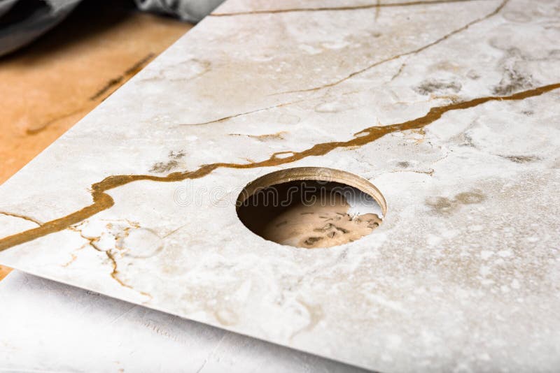 Drilling Hole in Ceramic Tile with Diamond Crown Using Template and ...