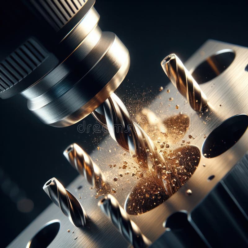 Drilling a Hole in a Metal Part. Stock Illustration - Illustration of ...