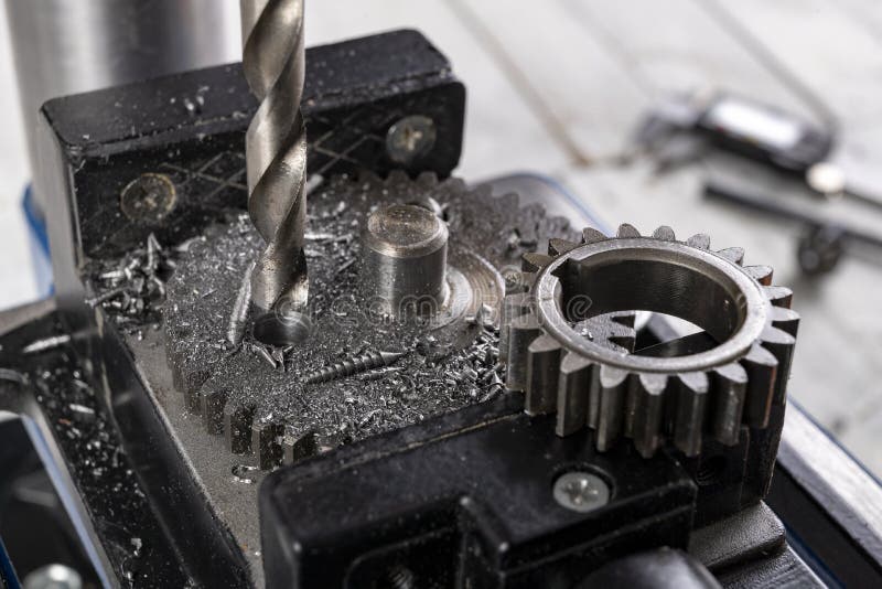 Drilling a Hole in Metal. Metal Works Performed with a Drill Stock ...