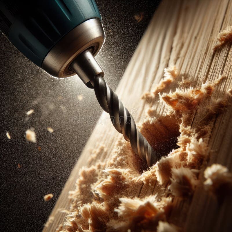 Drilling a Hole in a Tree, Close-up. Stock Illustration - Illustration ...