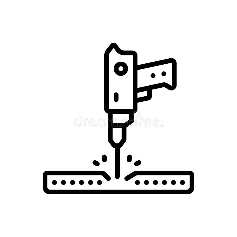 Black Line Icon for Drilling, Tool and Electric Stock Vector ...