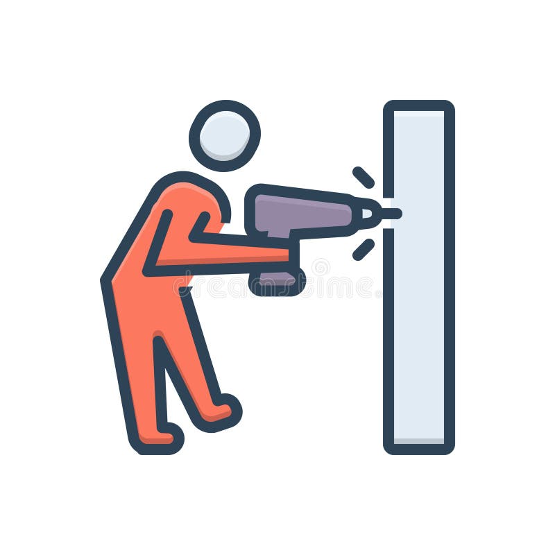 Color Illustration Icon for Drilling, Work and Drill Stock Illustration ...